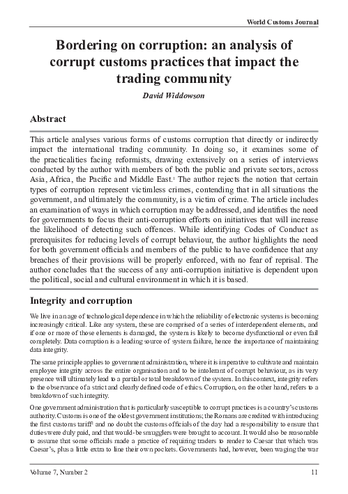 (PDF) Bordering on corruption: an analysis of corrupt customs practices ...