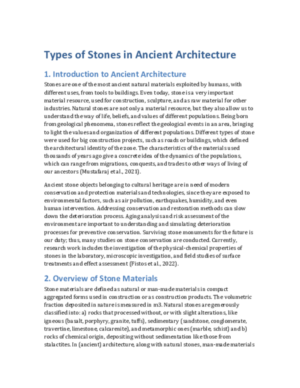 (PDF) Types of Stones in Ancient Architecture