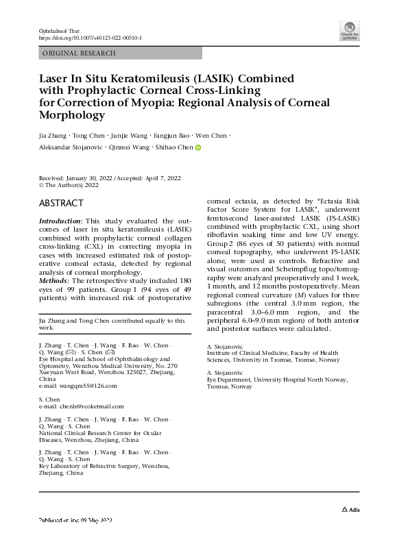 (PDF) Laser In Situ Keratomileusis (LASIK) Combined with Prophylactic ...