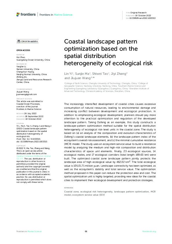 (PDF) Coastal landscape pattern optimization based on the spatial ...
