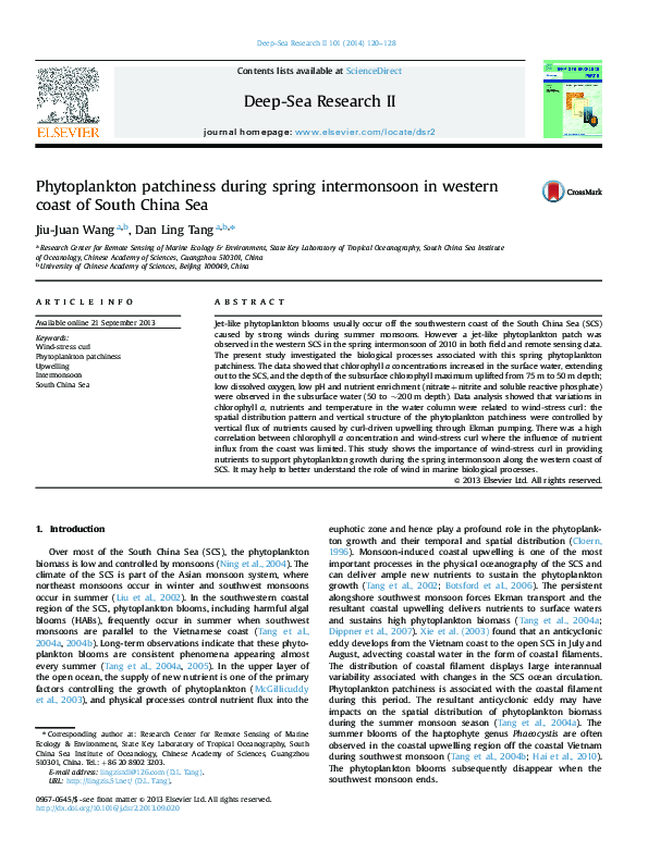 (PDF) Phytoplankton patchiness during spring intermonsoon in western ...