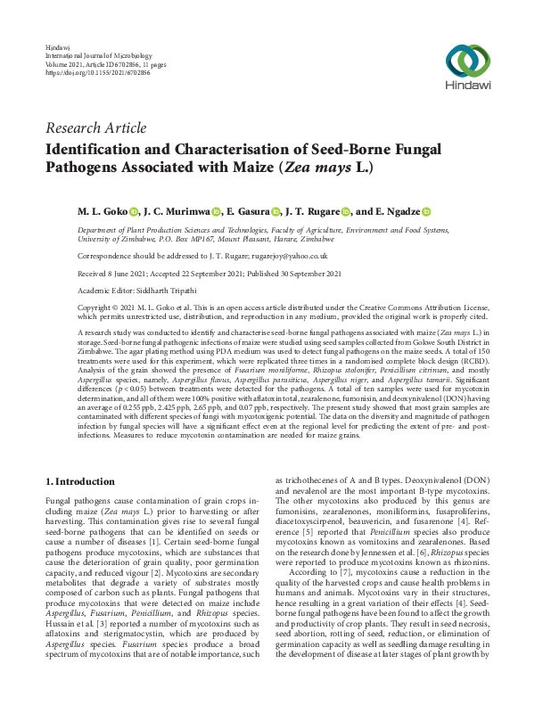 (PDF) Identification and Characterisation of Seed-Borne Fungal ...