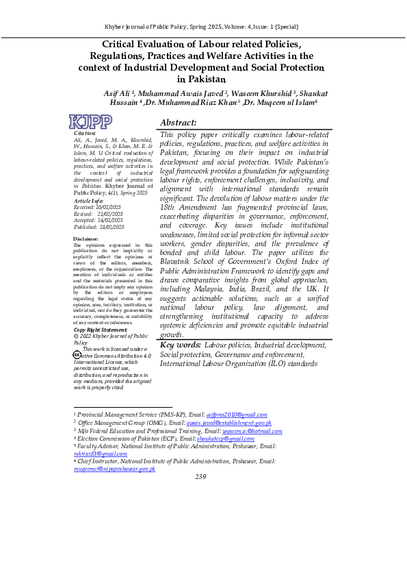 (PDF) Critical Evaluation of Labour related Policies, Regulations ...