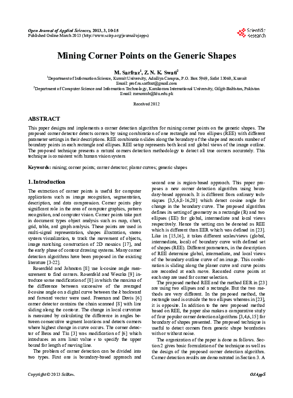 (PDF) Mining Corner Points on the Generic Shapes