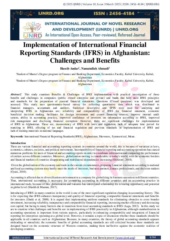 (PDF) Implementation of International Financial Reporting Standards (IFRS) in Afghanistan ...