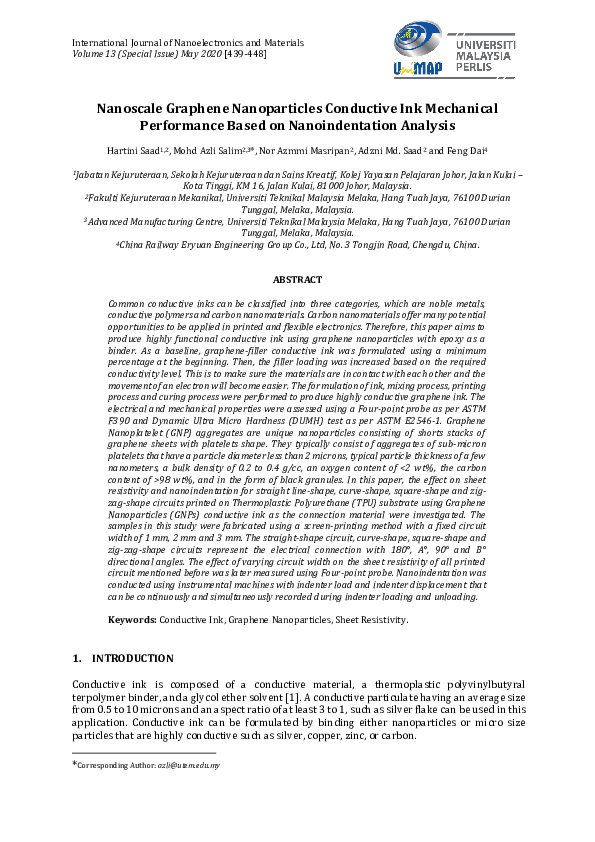 (PDF) Nanoscale Graphene Nanoparticles Conductive Ink Mechanical Performance Based on ...