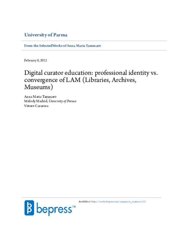(PDF) Digital Curators’ Education: Professional Identity vs ...
