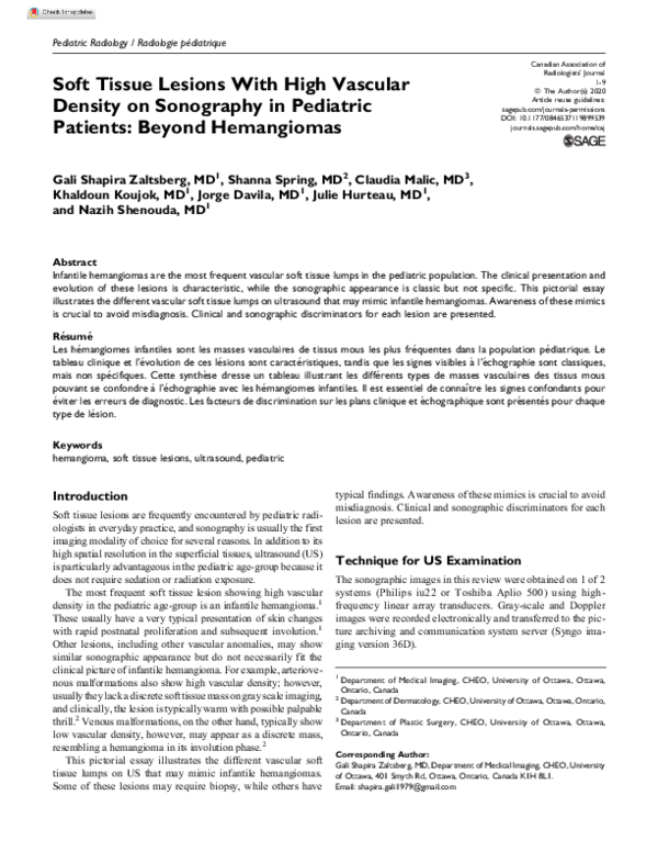 (PDF) Soft Tissue Lesions With High Vascular Density on Sonography in ...