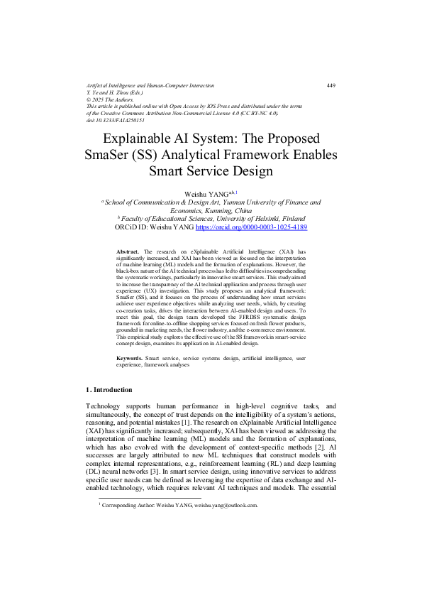 (PDF) Explainable AI System: The Proposed SmaSer (SS) Analytical Framework Enables Smart Service ...