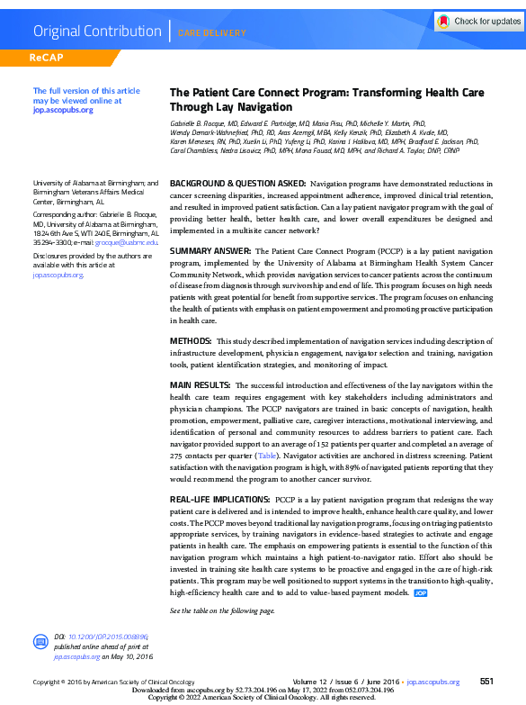 (PDF) The Patient Care Connect Program: Transforming Health Care ...