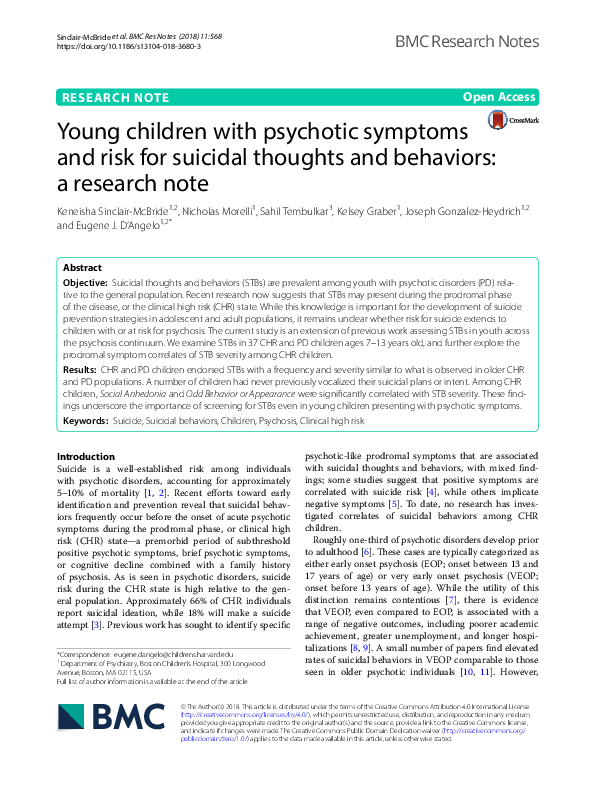 (PDF) Young children with psychotic symptoms and risk for suicidal ...