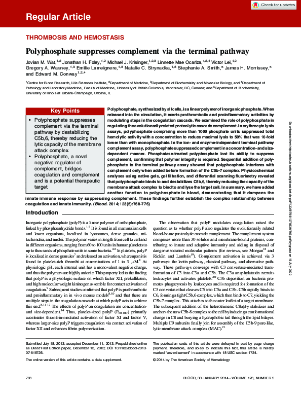 (PDF) Polyphosphate suppresses complement via the terminal pathway