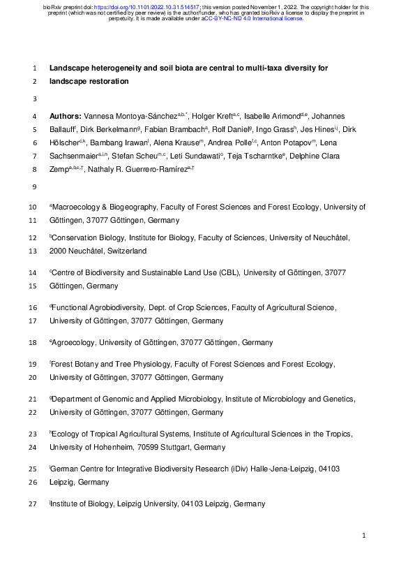 (PDF) Landscape heterogeneity and soil biota are central to multi-taxa ...