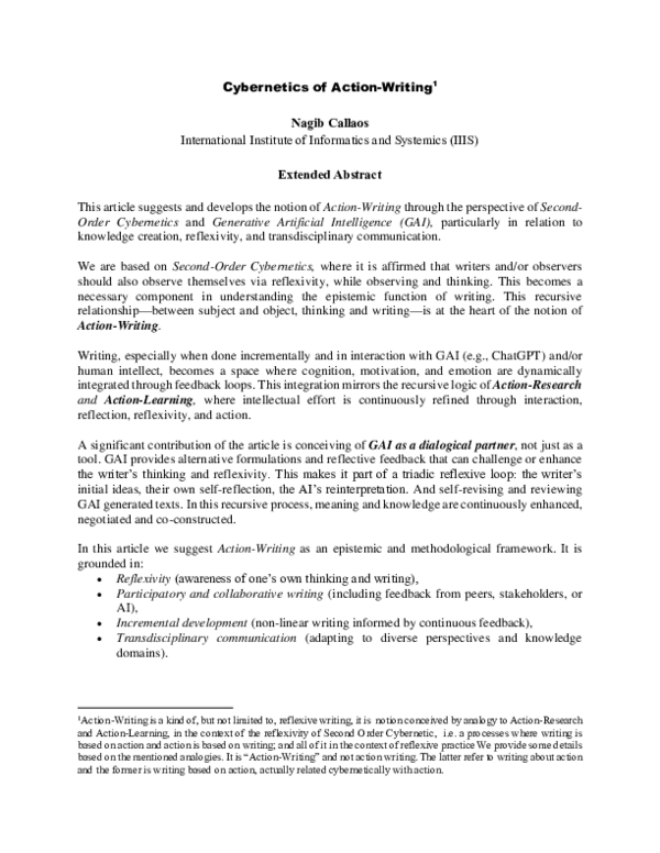 (PDF) Cybernetics of Action-Writing
