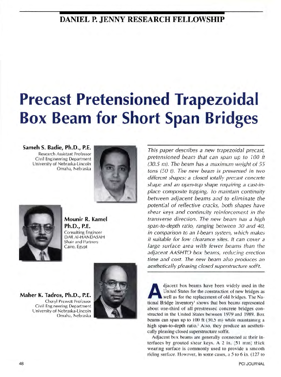 (PDF) Precast Pretensioned Trapezoidal Box Beam for Short Span Bridges