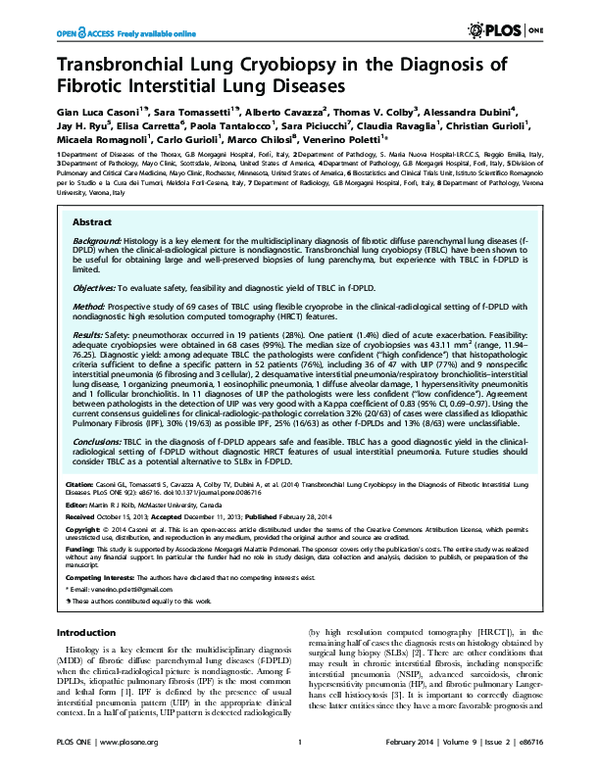 (PDF) Transbronchial Lung Cryobiopsy in the Diagnosis of Fibrotic ...