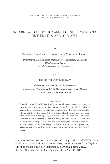 (PDF) Linearly and directionally bounded weak-star closed sets and the AFPP