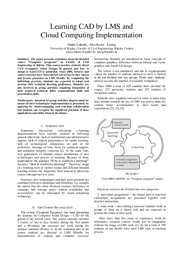 (PDF) Learning CAD by LMS and Cloud Computing Implementation