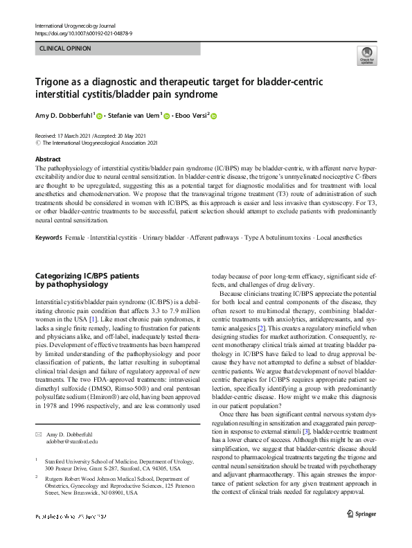 (PDF) Trigone as a diagnostic and therapeutic target for bladder ...