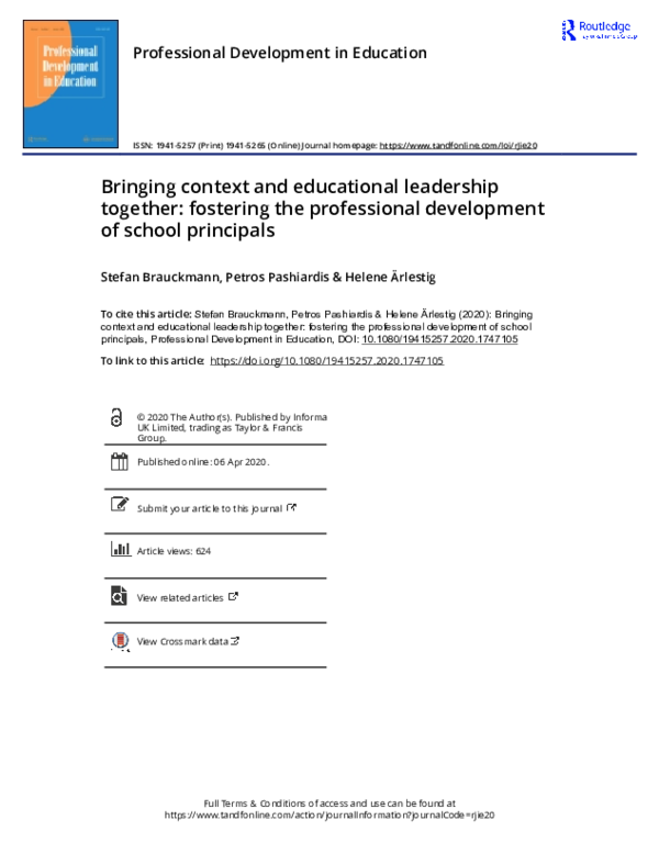 (PDF) Bringing context and educational leadership together: fostering ...