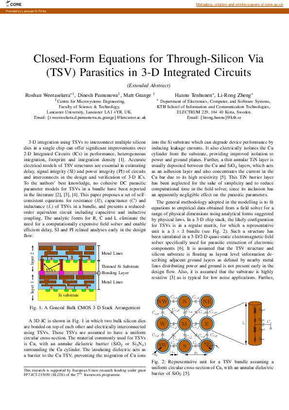 (PDF) Closed-form equations for through-silicon via (TSV) parasitics in 3-D integrated circuits ...