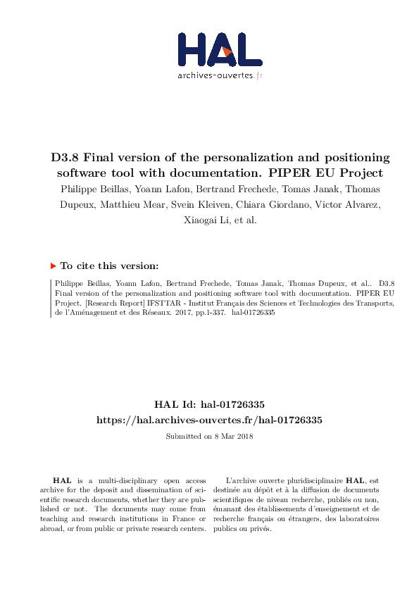(PDF) D3.8 Final version of the personalization and positioning software tool with documentation ...