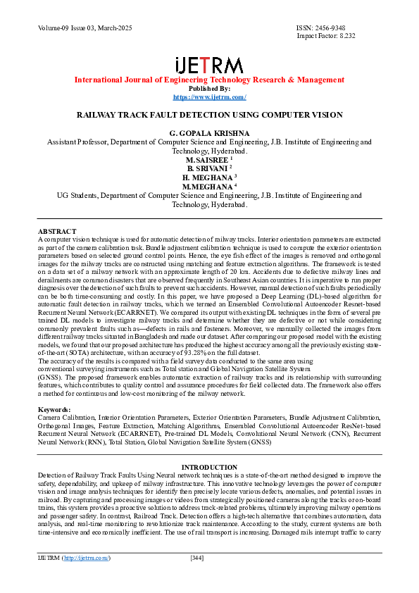 (PDF) RAILWAY TRACK FAULT DETECTION USING COMPUTER VISION