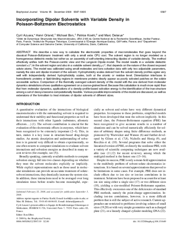 (PDF) Incorporating Dipolar Solvents with Variable Density in Poisson ...