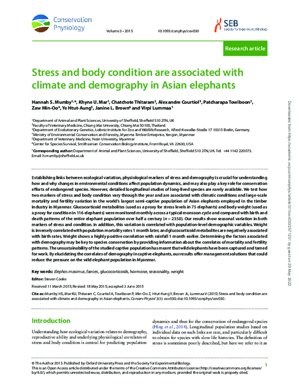 (PDF) Stress and body condition are associated with climate and ...
