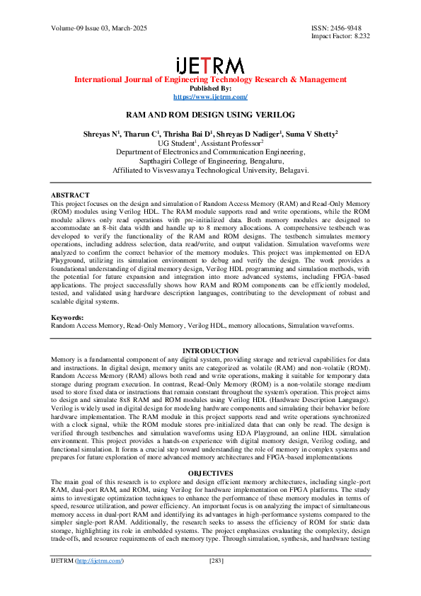 (PDF) RAM AND ROM DESIGN USING VERILOG