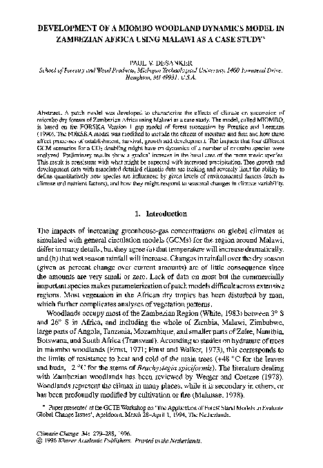 (PDF) Development of a MIOMBO woodland dynamics model in Zambezian ...