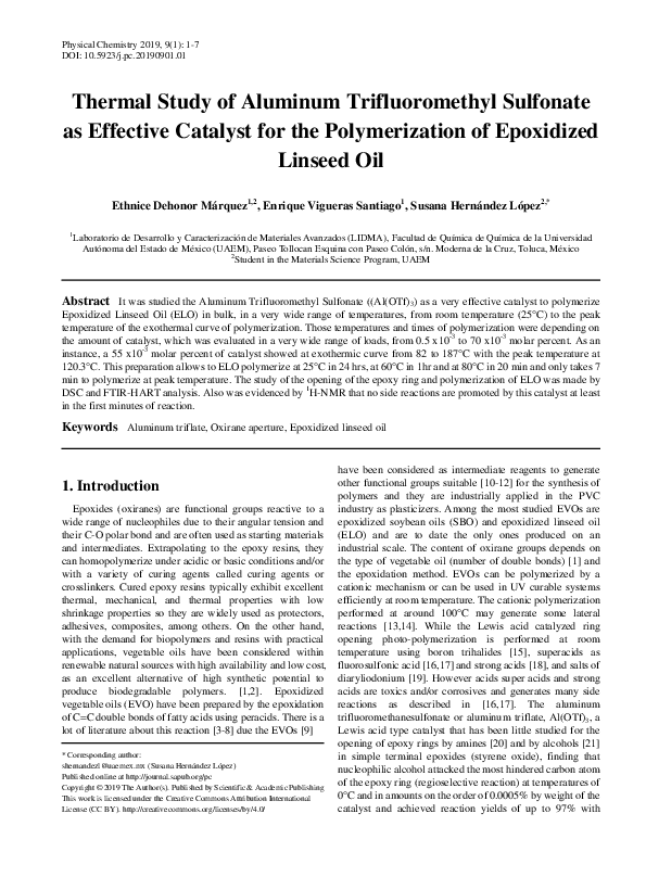 (PDF) Thermal Study of Aluminum Trifluoromethyl Sulfonate as Effective ...