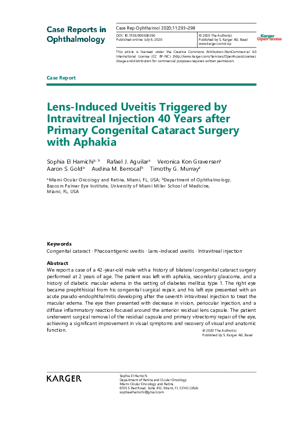 (PDF) Lens-Induced Uveitis Triggered by Intravitreal Injection 40 Years ...