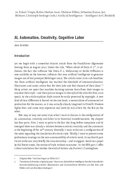(PDF) AI, Automation, Creativity, Cognitive Labor