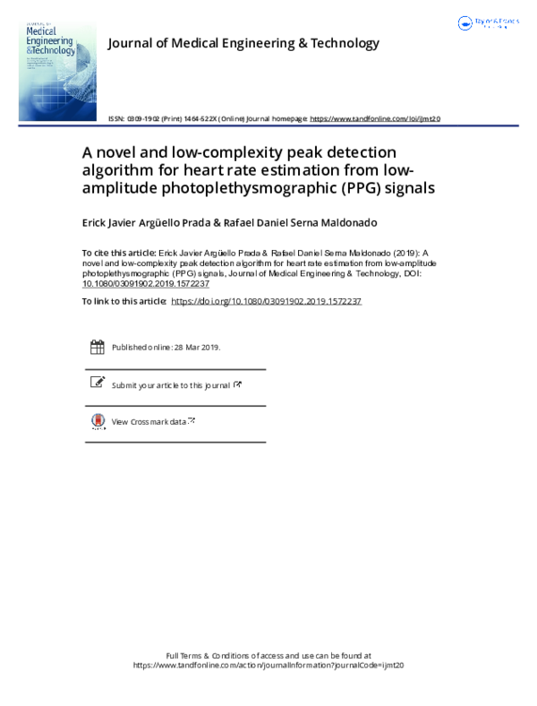 (PDF) A novel and low-complexity peak detection algorithm for heart rate estimation from low ...