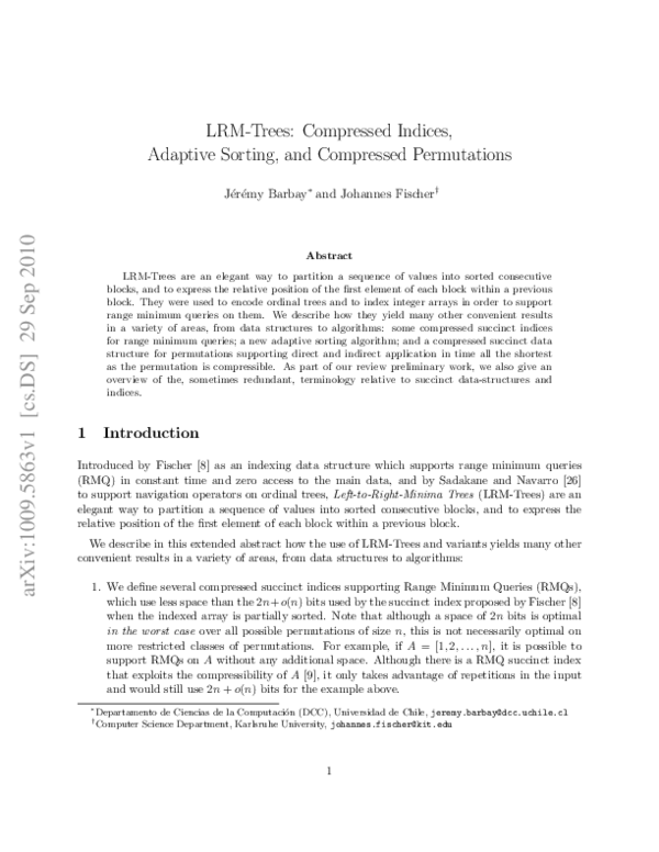 (PDF) LRM-Trees: Compressed Indices, Adaptive Sorting, and Compressed Permutations