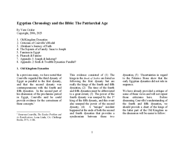 (PDF) Egyptian Chronology and the Bible: The Patriarchal Age