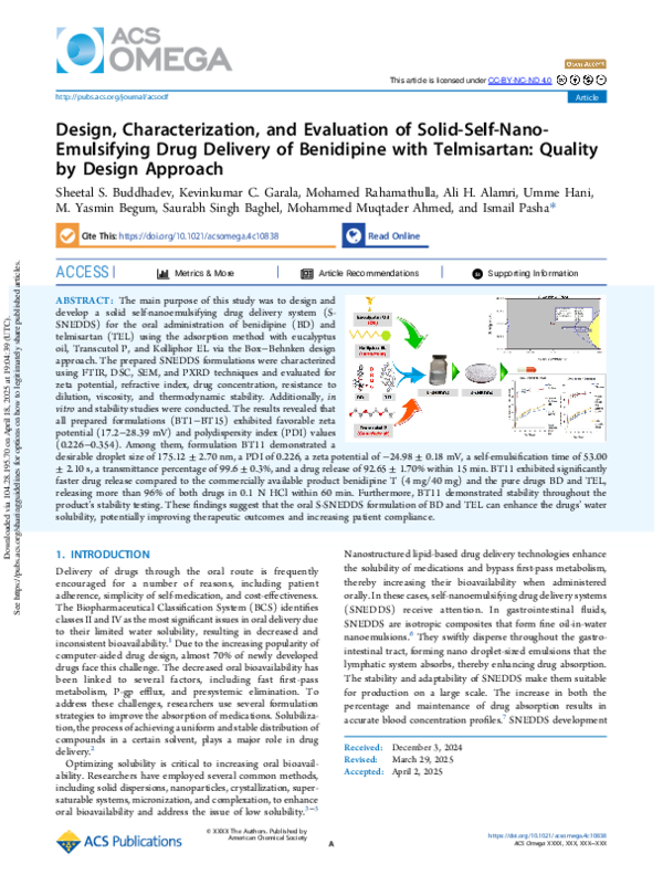 Pdf Design Characterization And Evaluation Of Solid Self Nano Emulsifying Drug Delivery Of