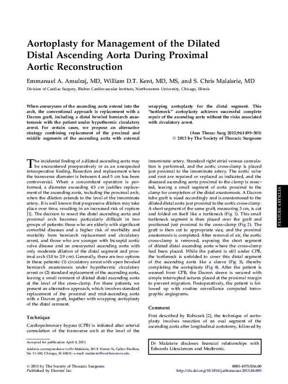 (PDF) Aortoplasty for Management of the Dilated Distal Ascending Aorta ...