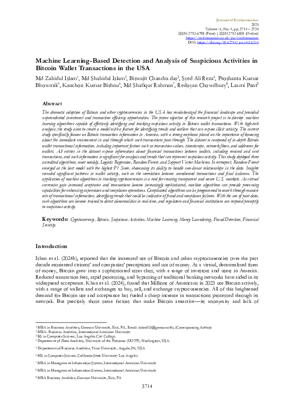 (PDF) Machine Learning-Based Detection and Analysis of Suspicious ...