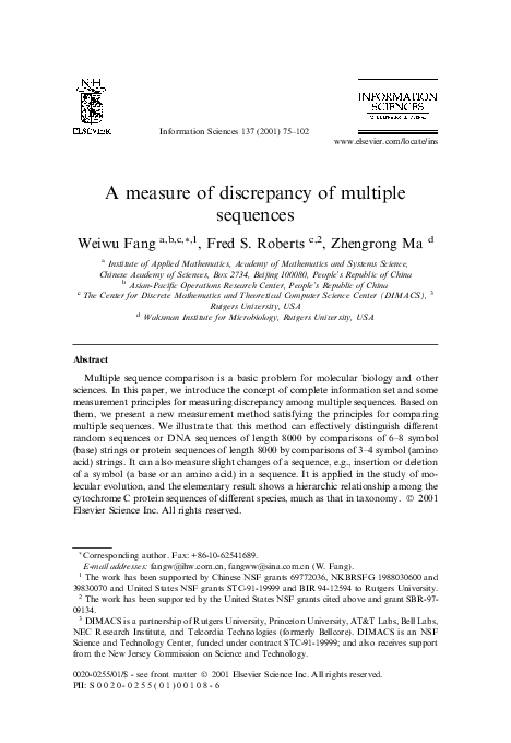 (PDF) A measure of discrepancy of multiple sequences