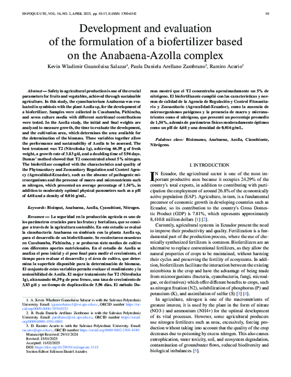 (PDF) Development and evaluation of the formulation of a biofertilizer ...