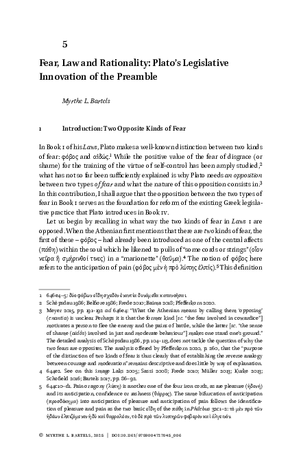 (PDF) Bartels, M.L. (2025). 'Fear, Law and Rationality: Plato's ...