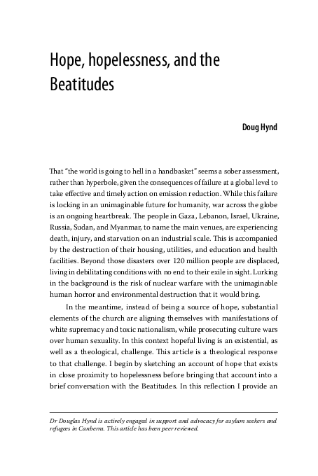 (PDF) Hope, hopelessness, and the Beatitudes