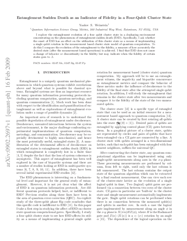 (PDF) Entanglement sudden death as an indicator of fidelity in a four ...
