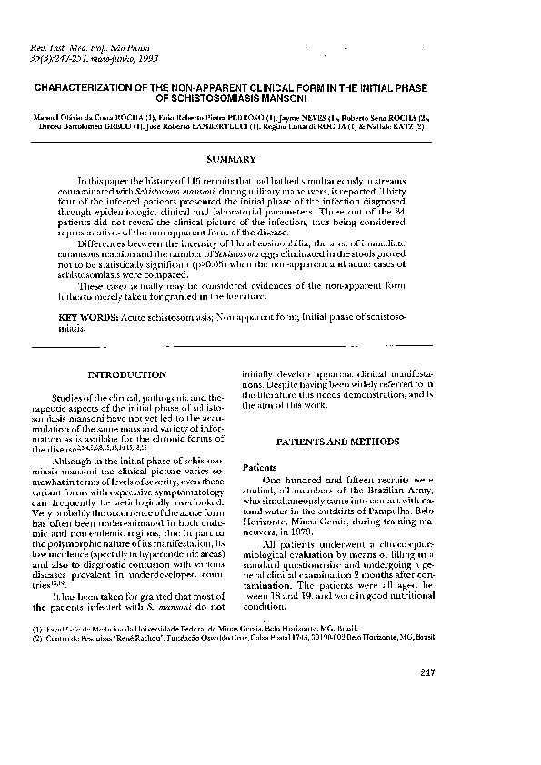 (PDF) Characterization of the non-apparent clinical form in the initial ...