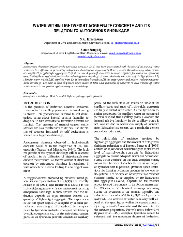 (PDF) Water Within Lightweight Aggregate Concrete and Its Relation to ...