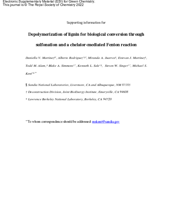 (PDF) Depolymerization of lignin for biological conversion through sulfonation and a chelator ...