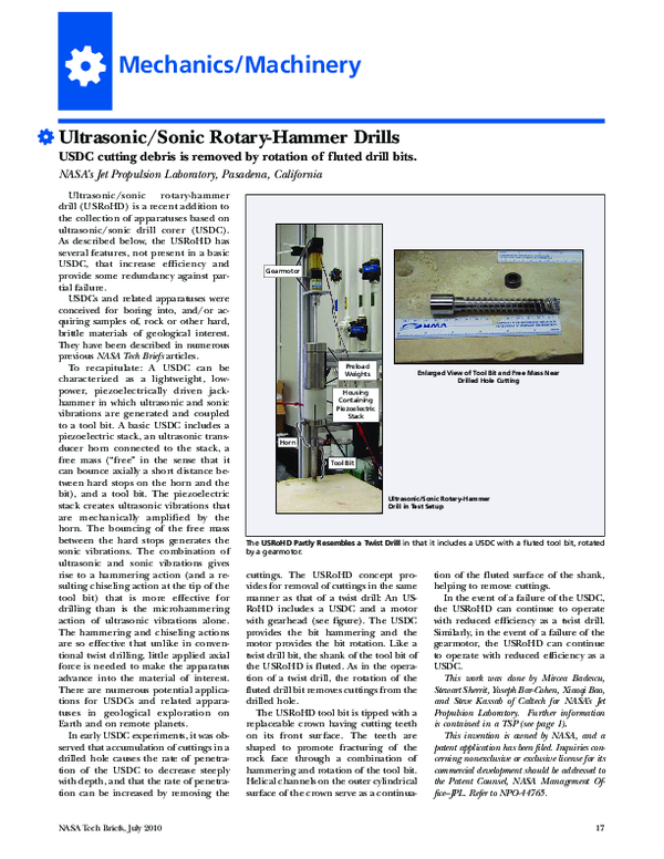 (PDF) Ultrasonic/Sonic Rotary-Hammer Drills