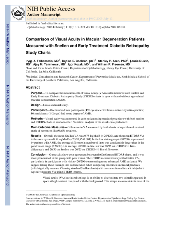 (PDF) Comparison of Visual Acuity in Macular Degeneration Patients ...